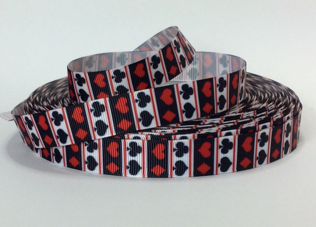 Card Suits With Stripes - 5/8" - Printed Grosgrain Ribbon - Etsy