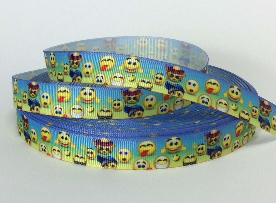 Emoji Smileys - 5/8" - Printed Grosgrain Ribbon - Etsy