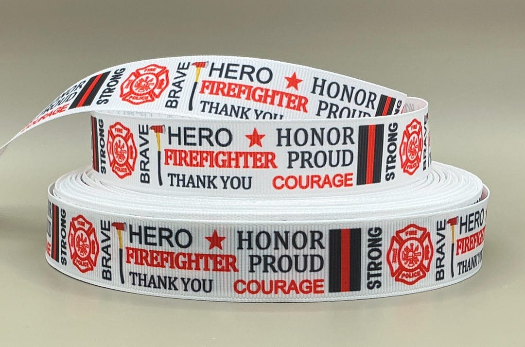 Firefighter Hero - 7/8" - Printed Grosgrain Ribbon - Etsy