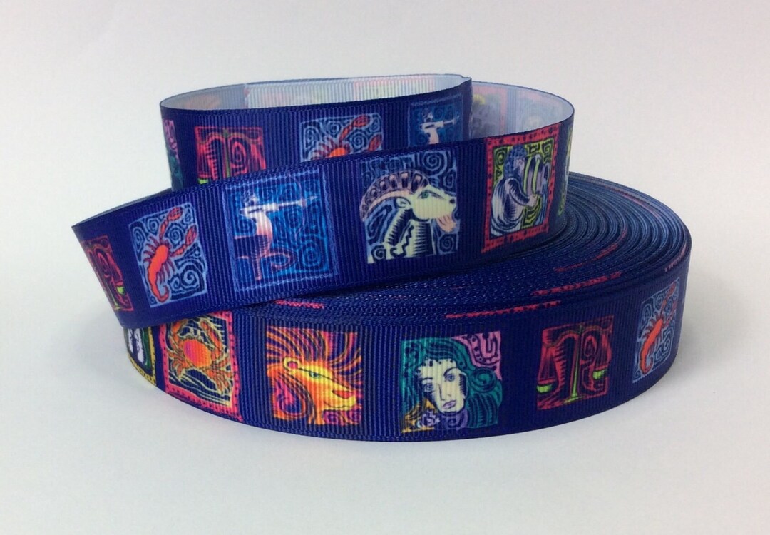 Zodiac Signs - 1" - Printed Grosgrain Ribbon - Astrology - Horoscopes ...