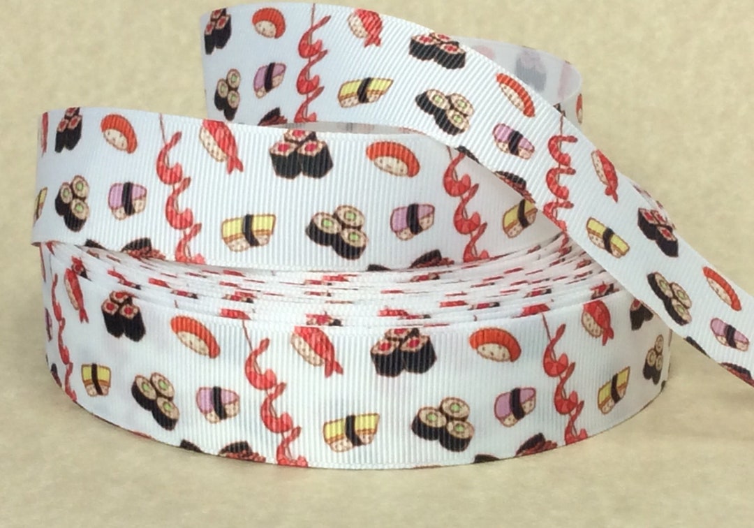 Sushi & Shrimp - 1" - Printed Grosgrain Ribbon - Japanese Food - Sushi ...