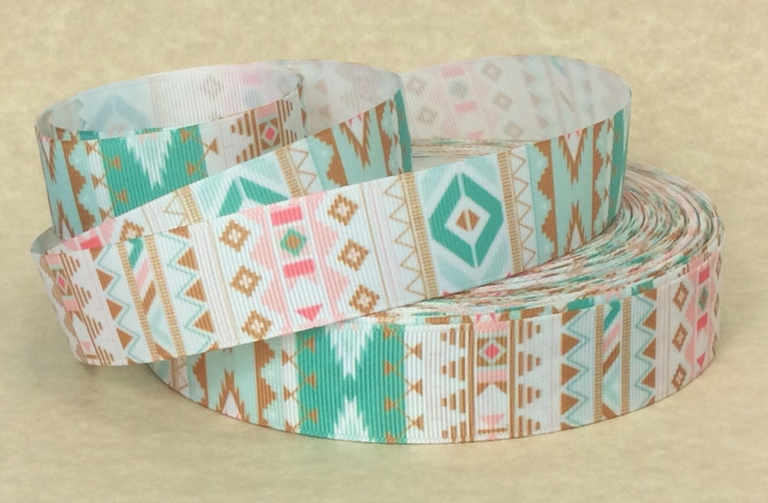 Pale Aztec - 1" - Printed Grosgrain Ribbon - Native American ...