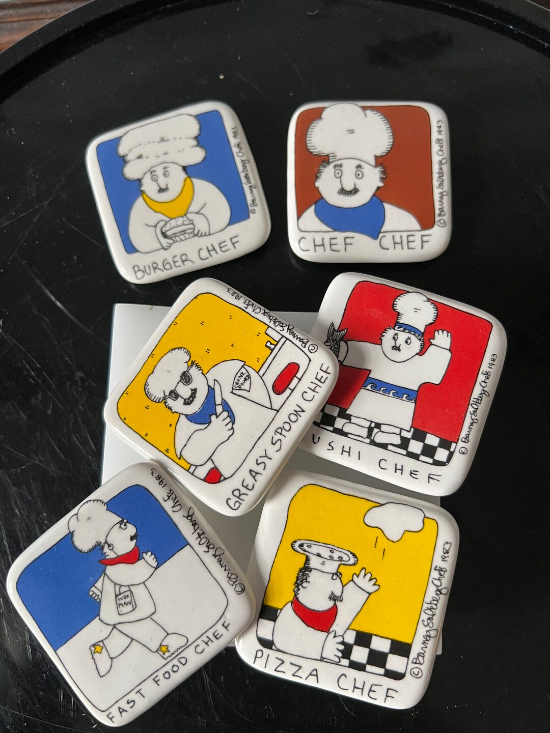 Yes, Chef 1980's Ceramic Chef Magnets by Barney Saltzberg - Etsy