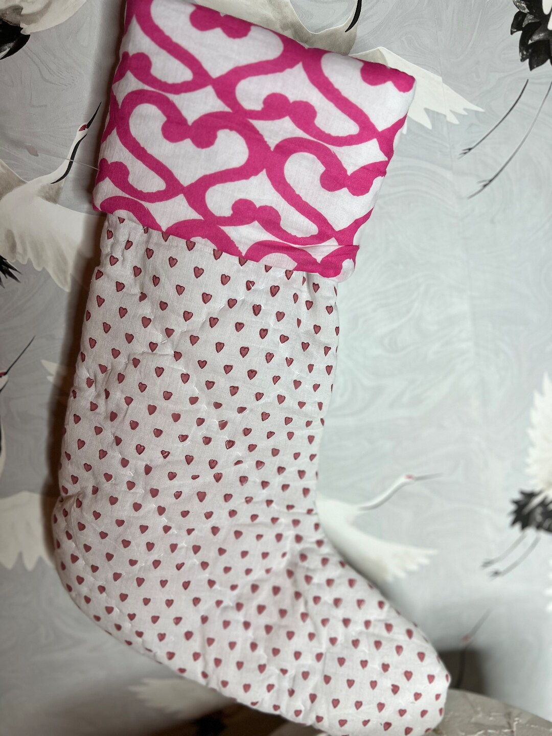 Contemporary Roller Rabbit Pink White Christmas Stocking - Etsy