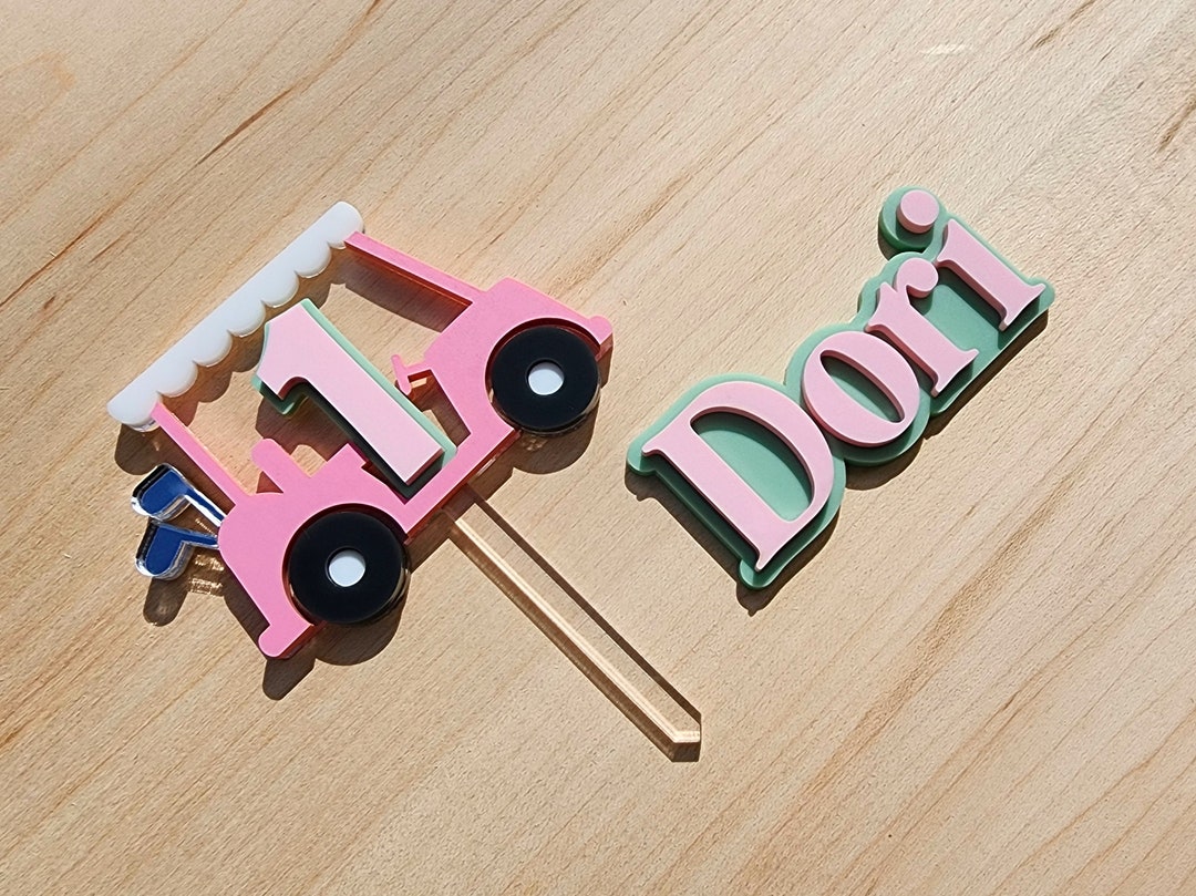 Mini Golf Cart Topper for Small Smash Cake, Hole in One First Birthday ...