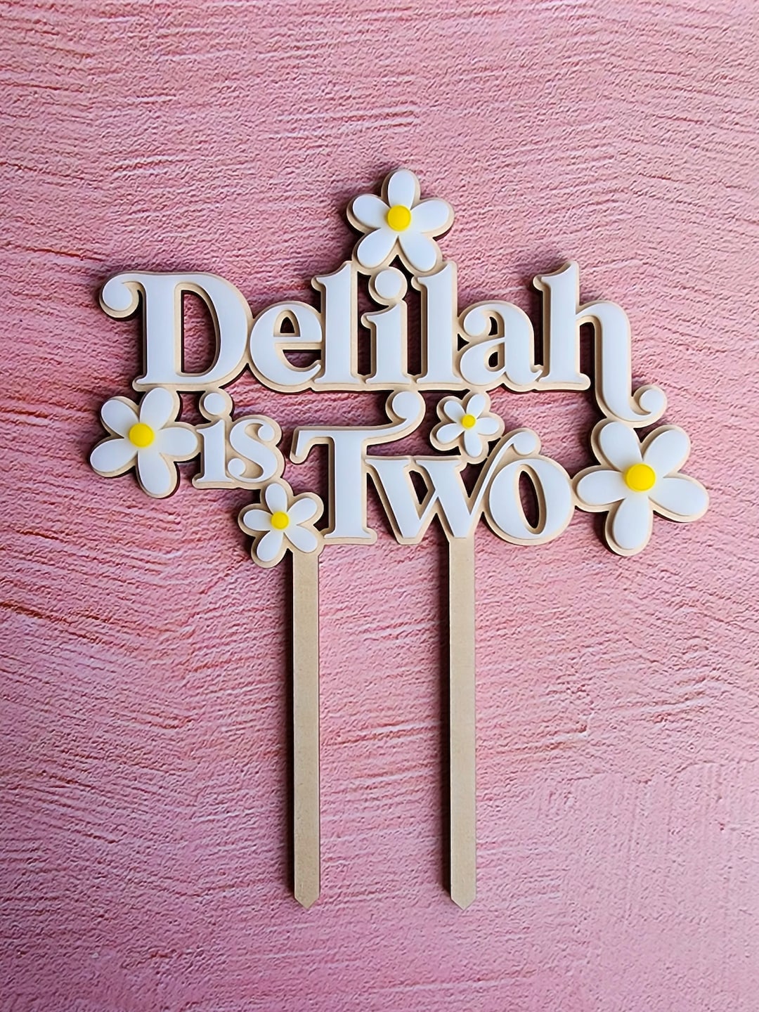 Daisy Wood Personalized Name Cake Topper, Daisy Cake Topper, Daisy ...