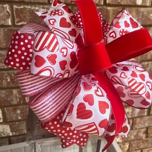 Valentine's Day Bow, Valentine's Bow, Valentine's Wreath Bow, Love Bow ...