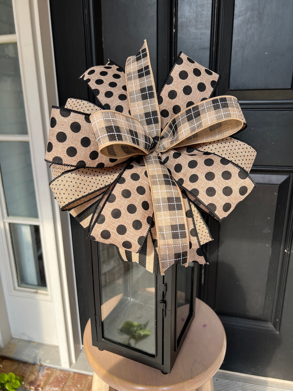 Every Day Wreath Bow Year Round Bow Black and Tan Bow Polka - Etsy
