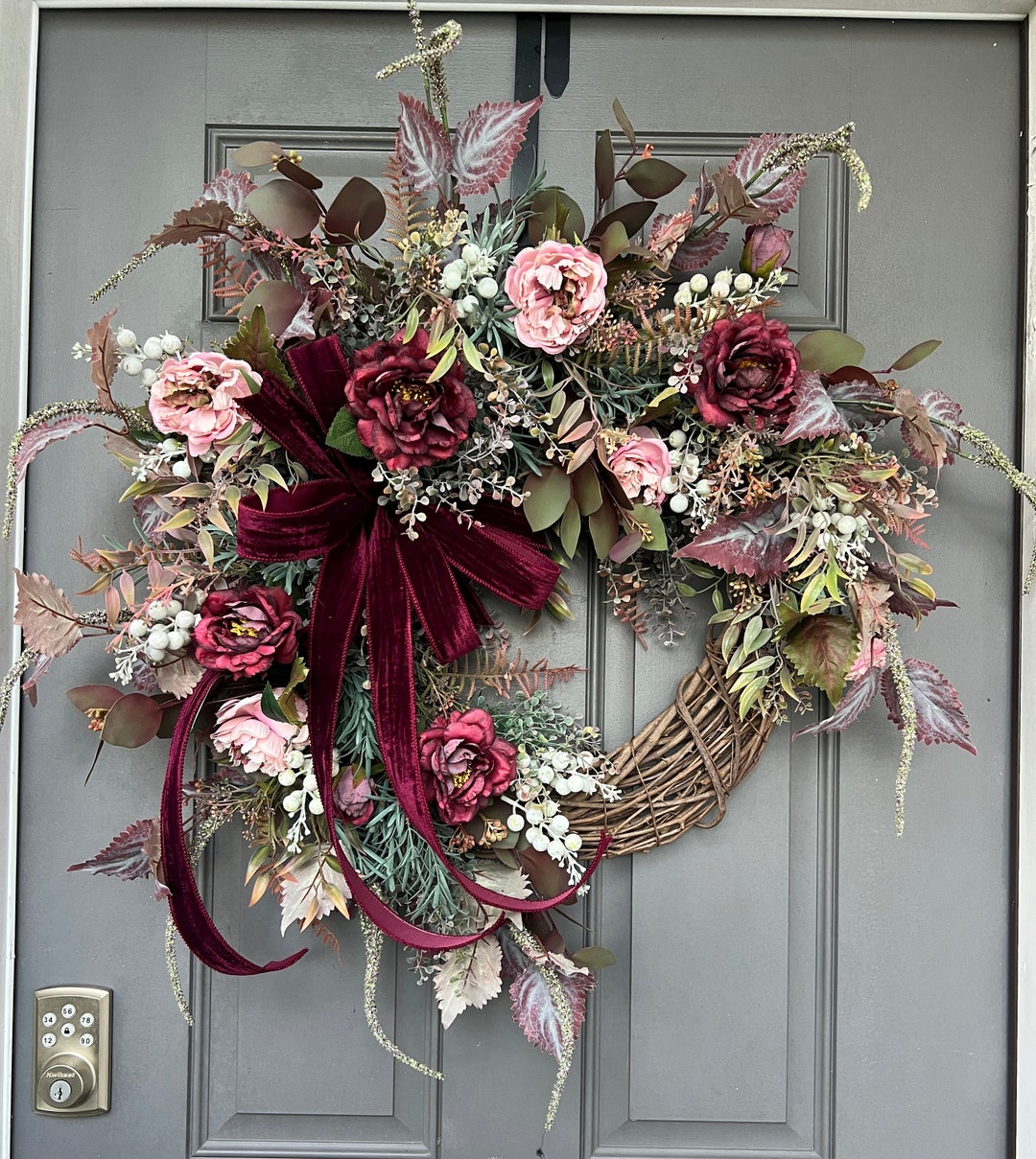 Fall Plum and Mauve Wreath, Fall Designer Wreath, Fall Wreath With ...