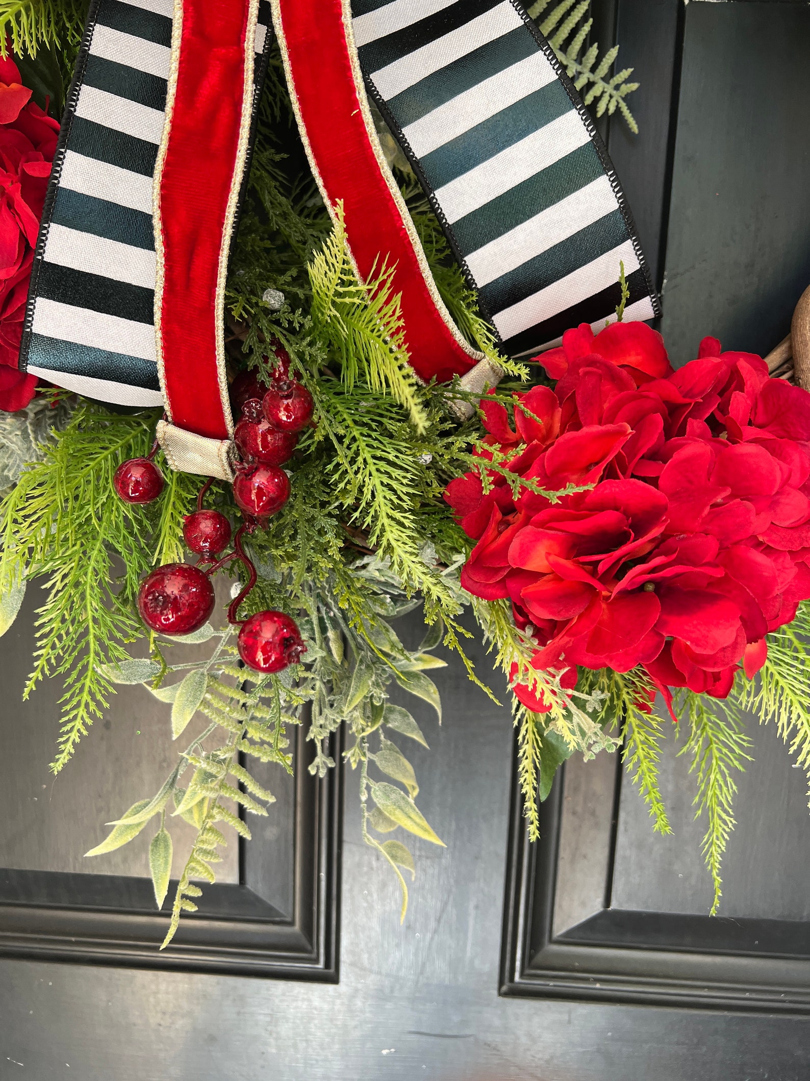 Christmas Hydrangea Wreath Red Hydrangea Wreath Black and - Etsy