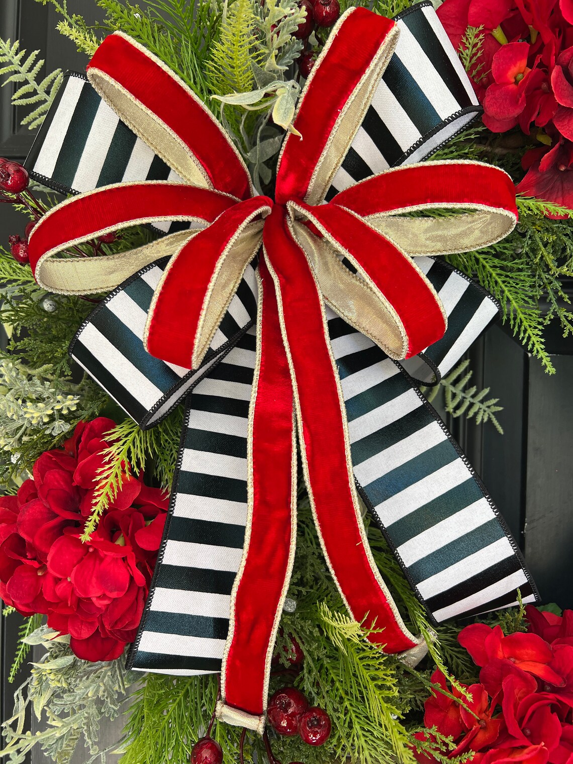 Christmas Hydrangea Wreath Red Hydrangea Wreath Black and - Etsy