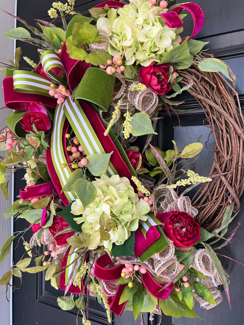 Spring Hydrangea Wreath Spring Hydrangea and Peony Wreath - Etsy