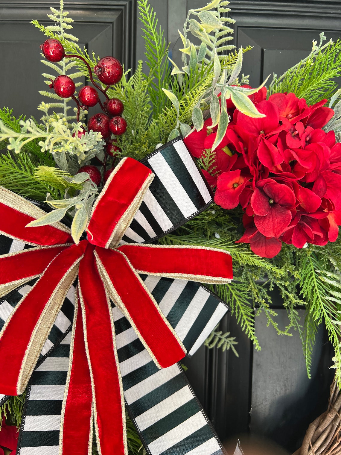 Christmas Hydrangea Wreath Red Hydrangea Wreath Black and - Etsy