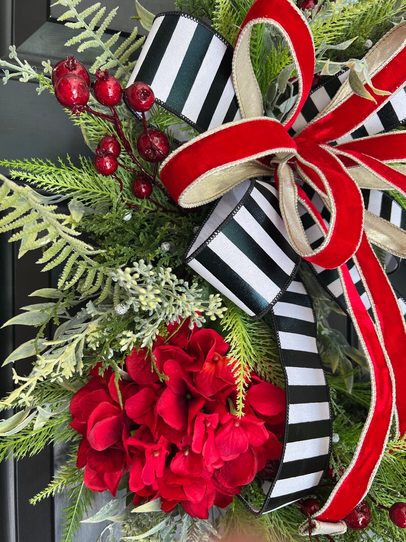 Christmas Hydrangea Wreath Red Hydrangea Wreath Black and - Etsy