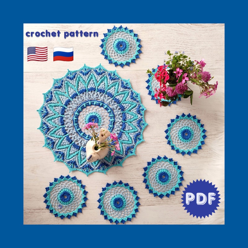 Crochet Mandala Coasters - Etsy