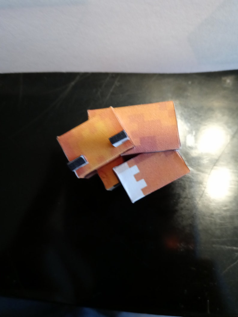 Sleeping Fox Minecraft Inspired Papercraft Figurine - Etsy