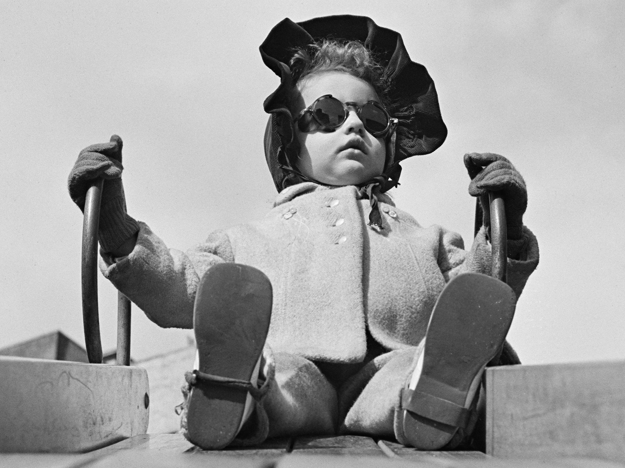 Vintage Photo Printable | Cute Kid on Playground Slide | Black and ...