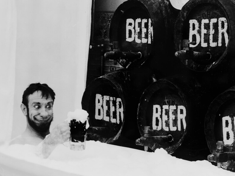 Vintage Photo Printable | Bathtub of Beer Poster | Black and White Art ...