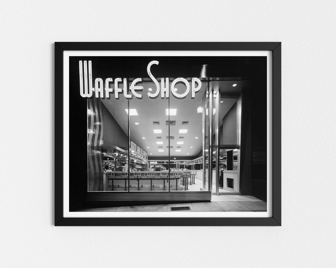 Vintage Photo Printable | Retro Waffle Shop | Black and White Art ...