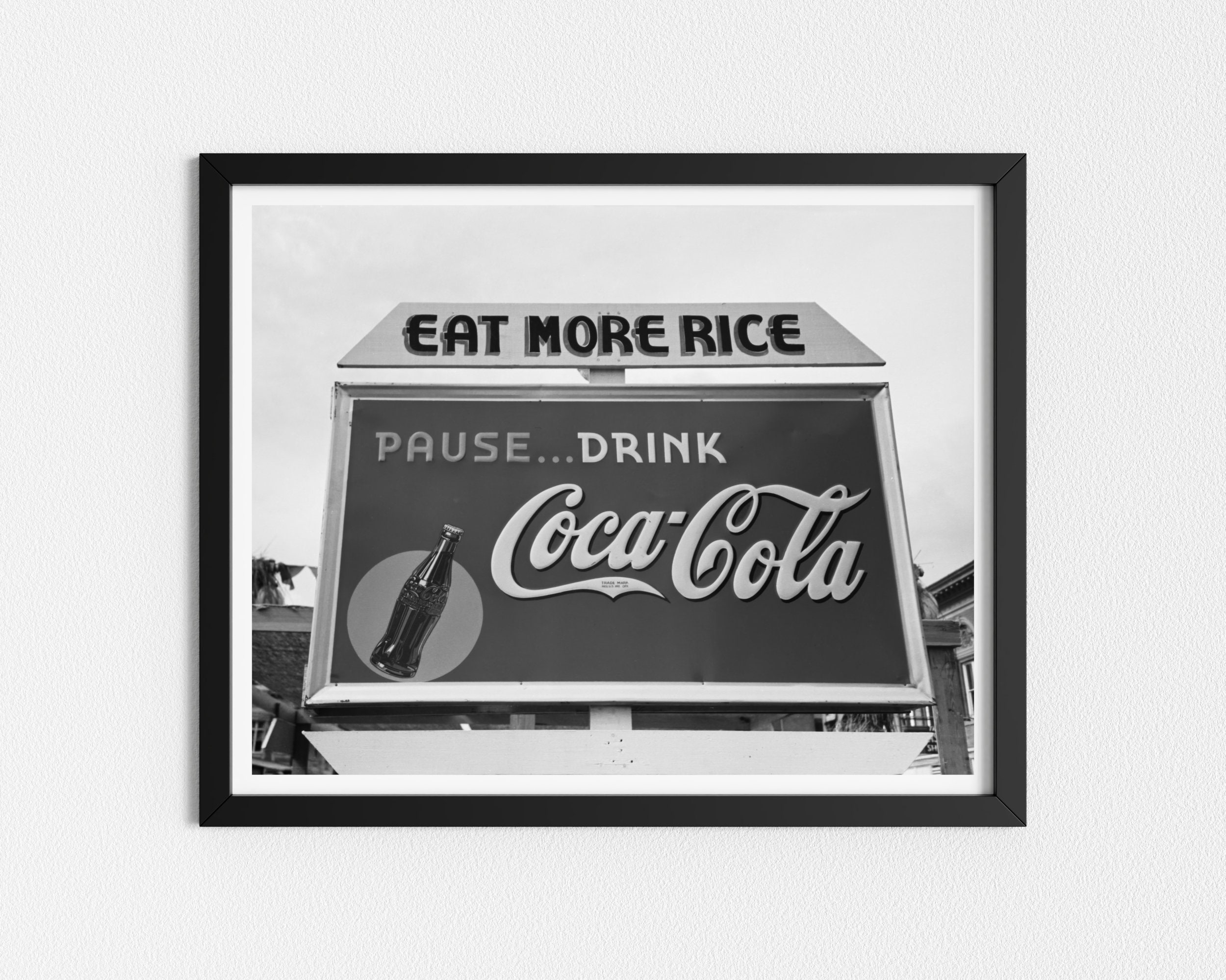 Vintage Photo Printable Coca-cola Advertisement Black and White Art Old ...