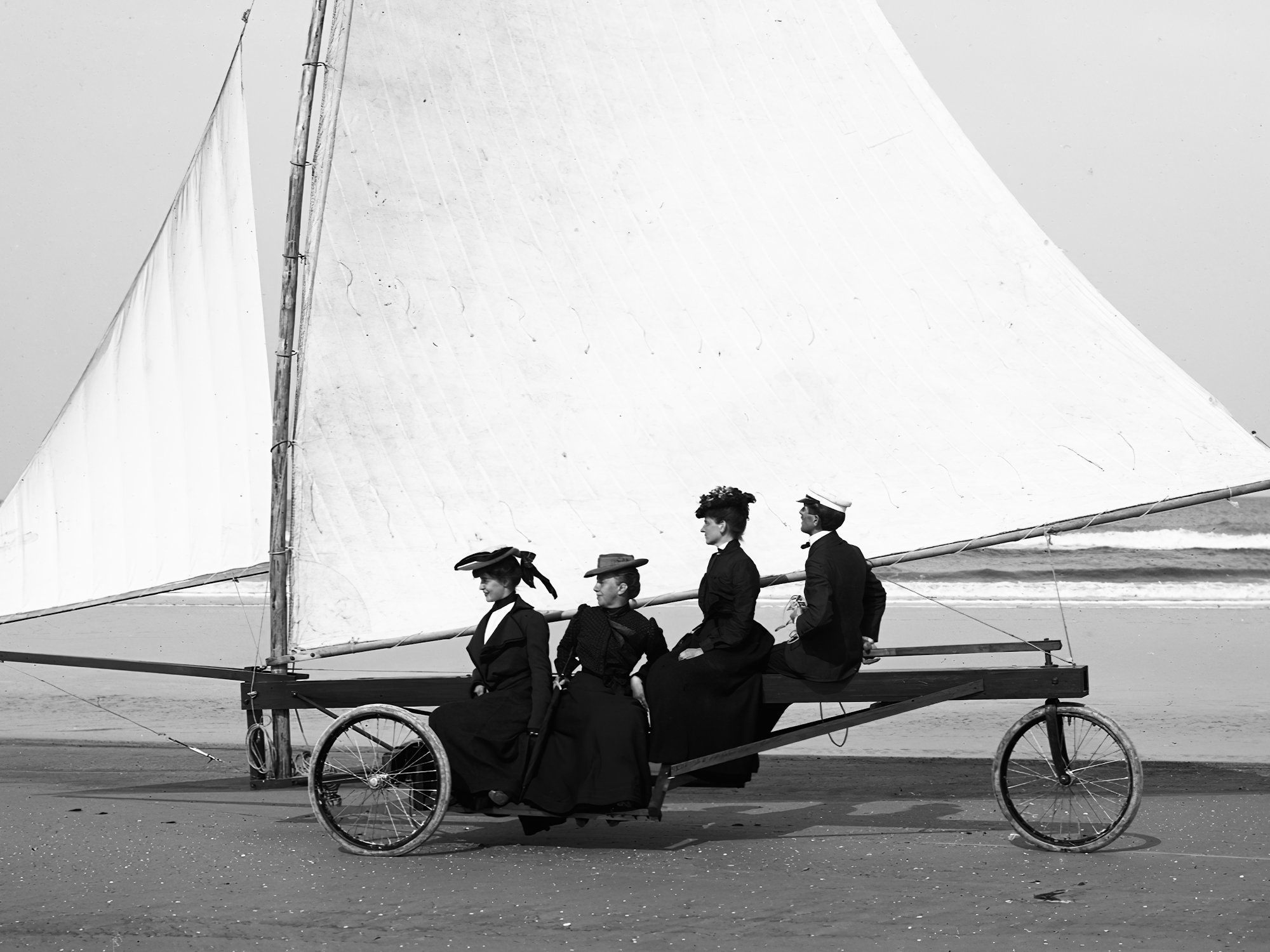 Vintage Photo Printable | Sailing on the Beach | Coastal Wall Art ...