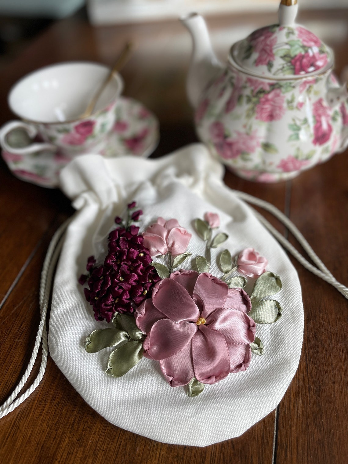 Ribbon Embroidered Reticule or Reticule or Regency Reticule - Etsy