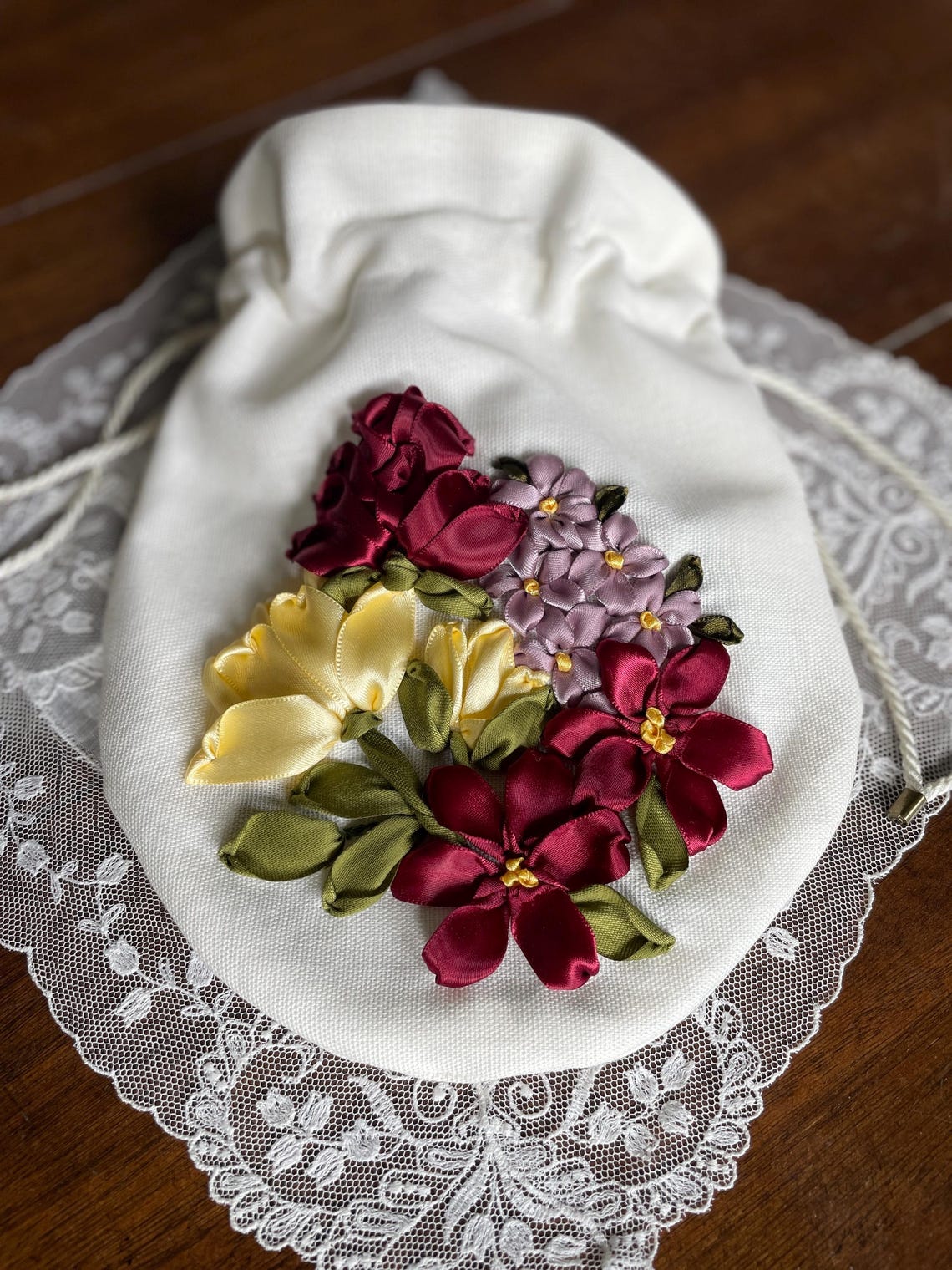 Ribbon Embroidered Reticule or Embroidered Purse or Regency Reticule - Etsy