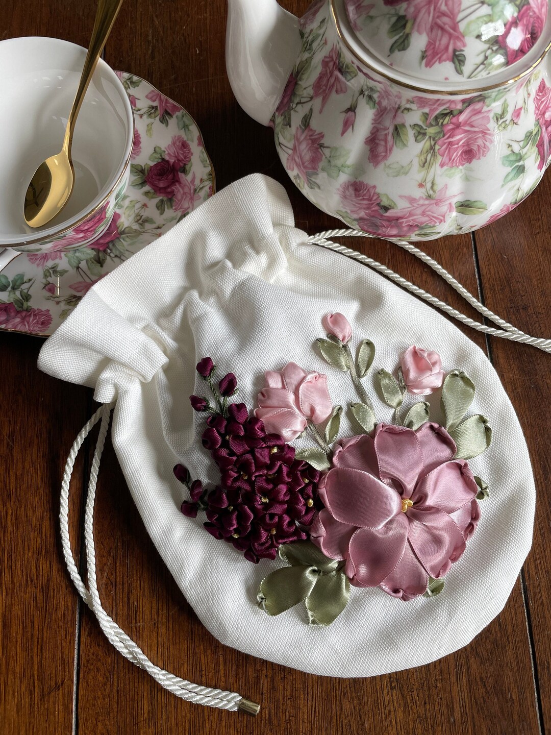 Ribbon Embroidered Reticule or Reticule or Regency Reticule - Etsy