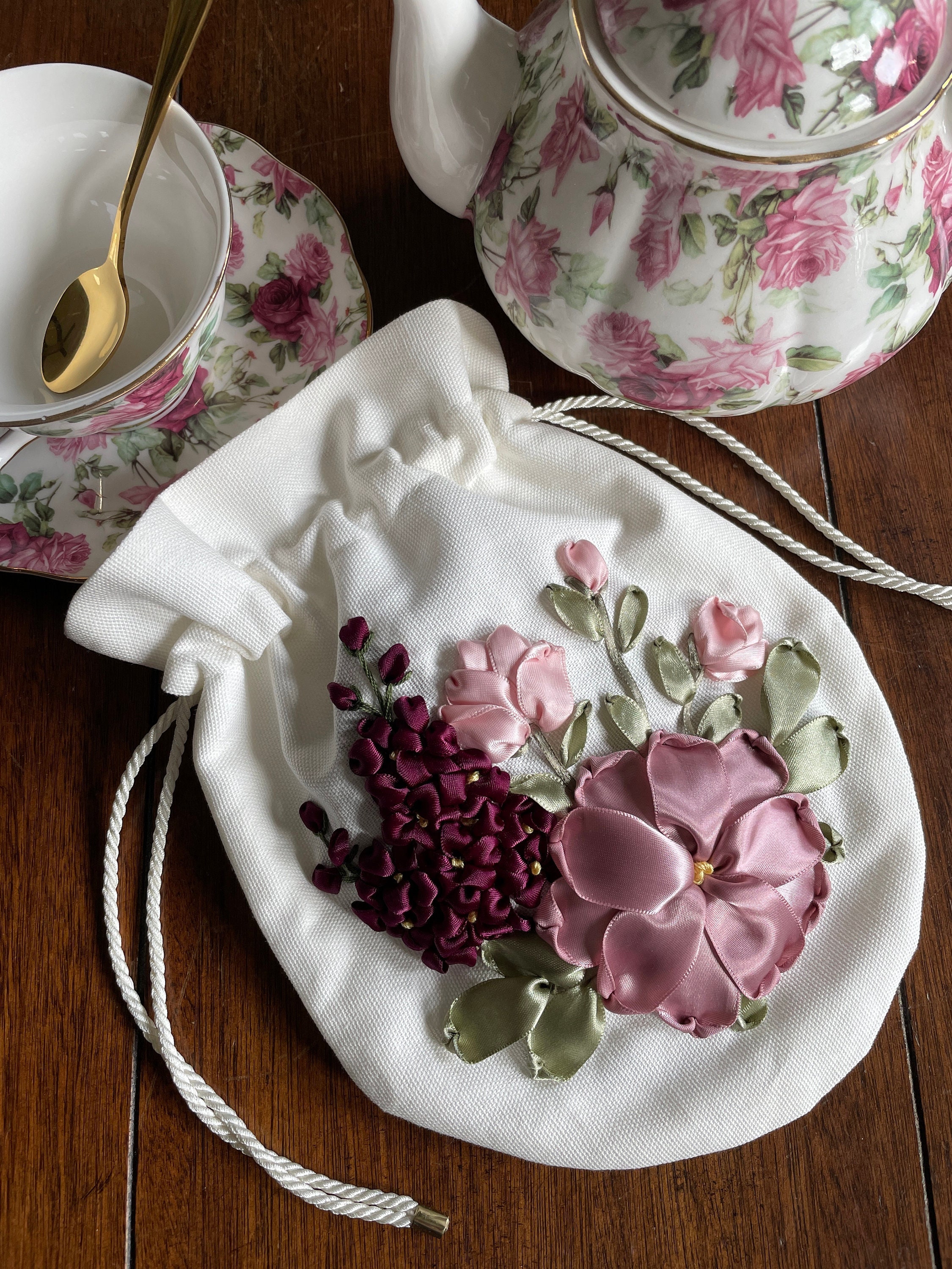 Ribbon Embroidered Reticule or Reticule or Regency Reticule - Etsy