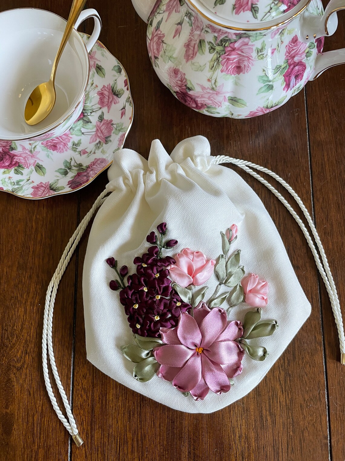 Ribbon Embroidered Reticule or Reticule or Regency Reticule - Etsy