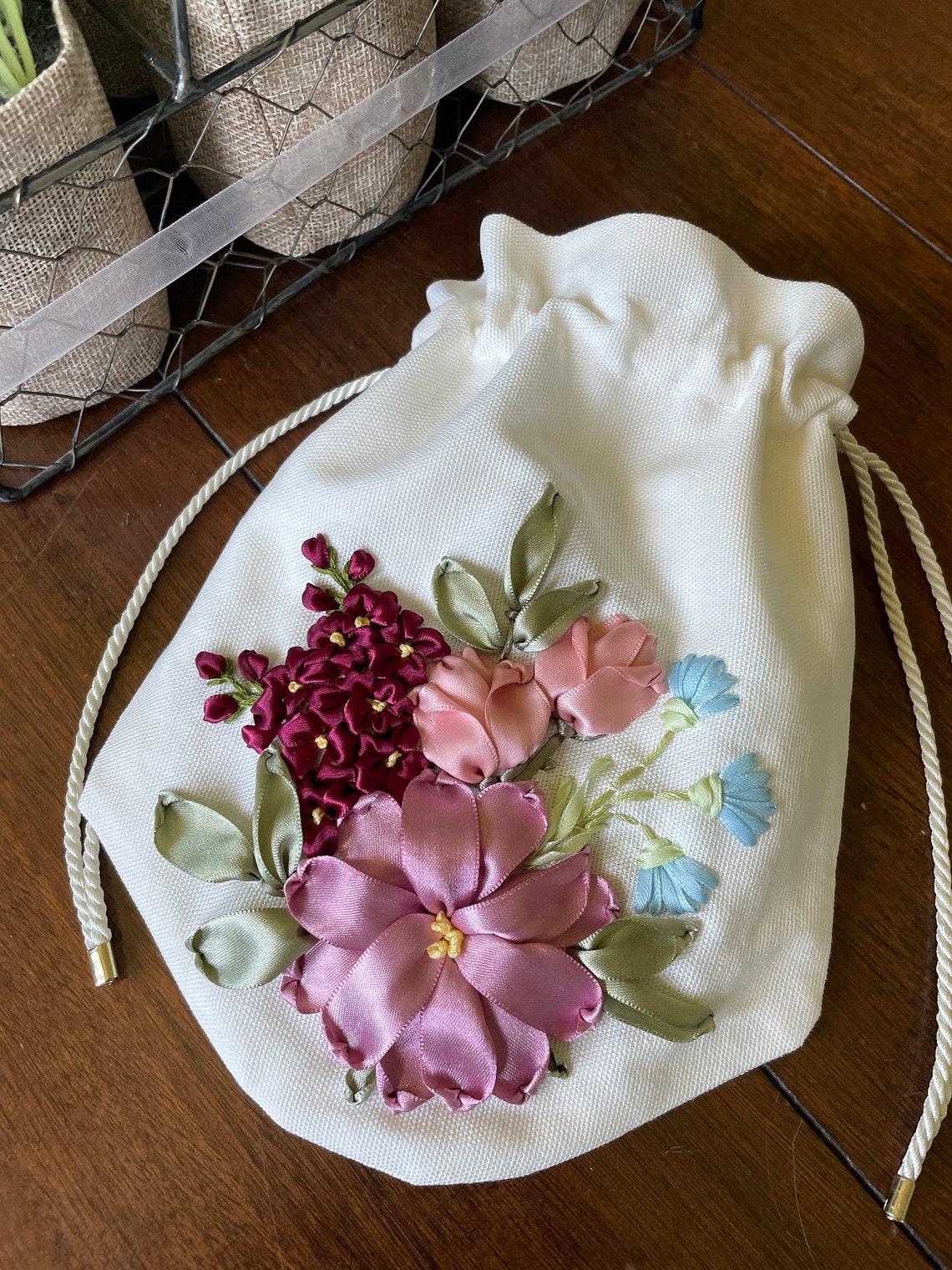 Ribbon Embroidered Reticule or Reticule or Regency Reticule - Etsy