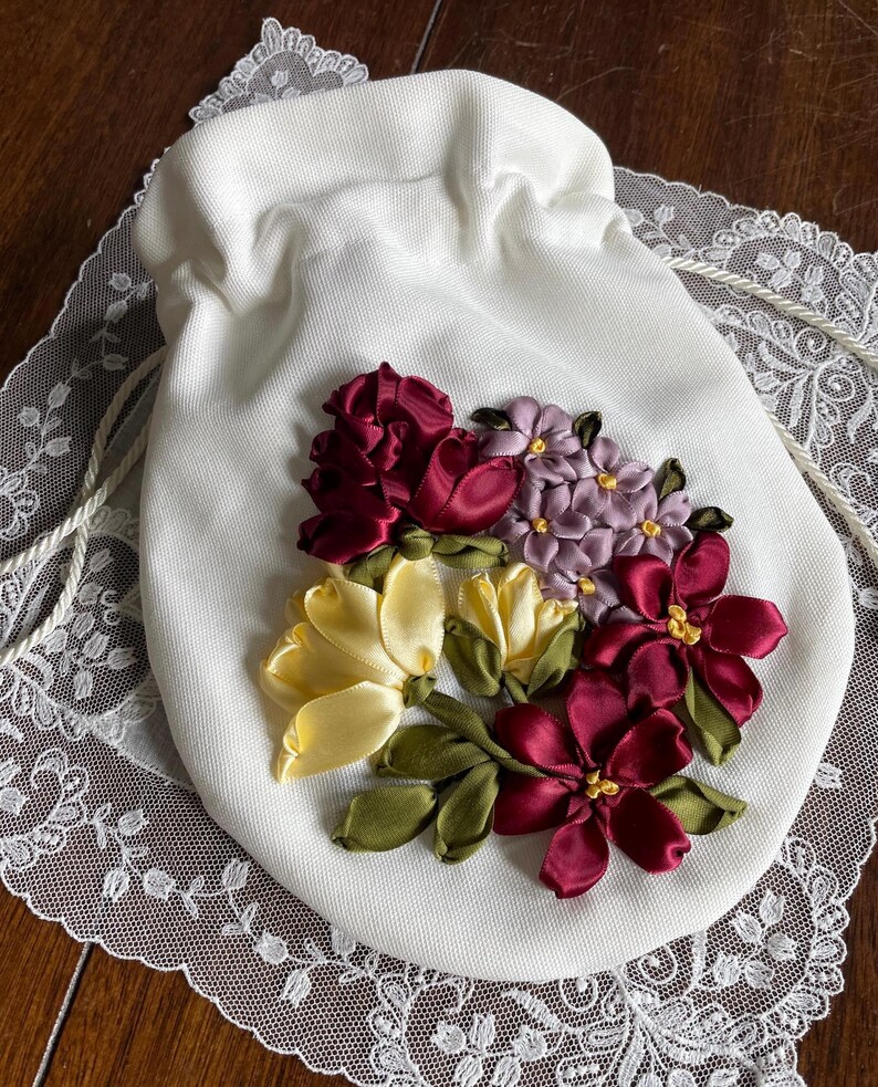 Ribbon Embroidered Reticule or Embroidered Purse or Regency Reticule - Etsy