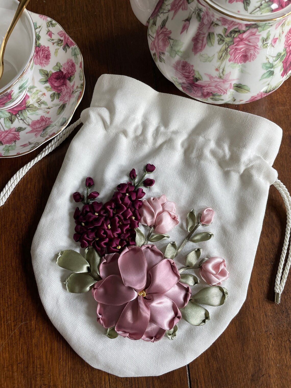 Ribbon Embroidered Reticule or Reticule or Regency Reticule - Etsy