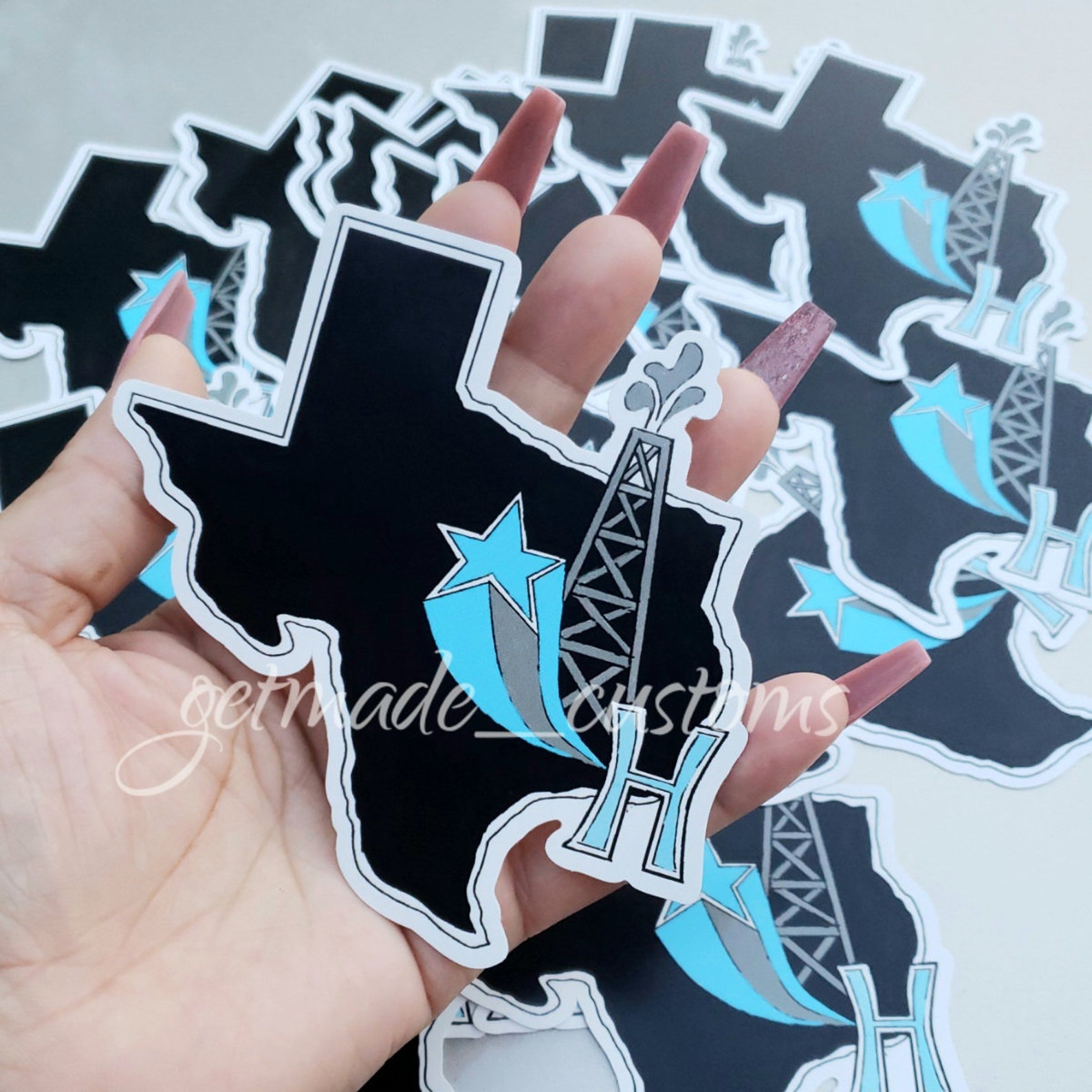 Oil Rig Vinyl Decal | Texas Oilfield Sticker | Hard Hat Laptop Car ...