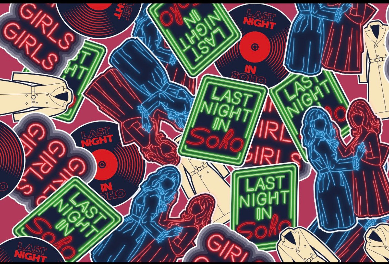 Last Night in Soho Sticker Pack of 5 / Colour Glossy Stickers / Edgar ...
