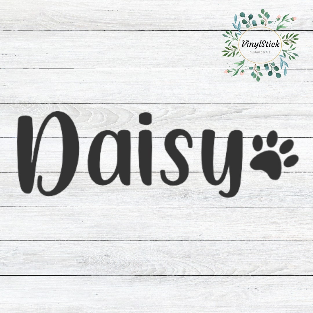 Dog Name Vinyl Decal, Dog Name With Paw Print Sticker for Laptop, Dog ...