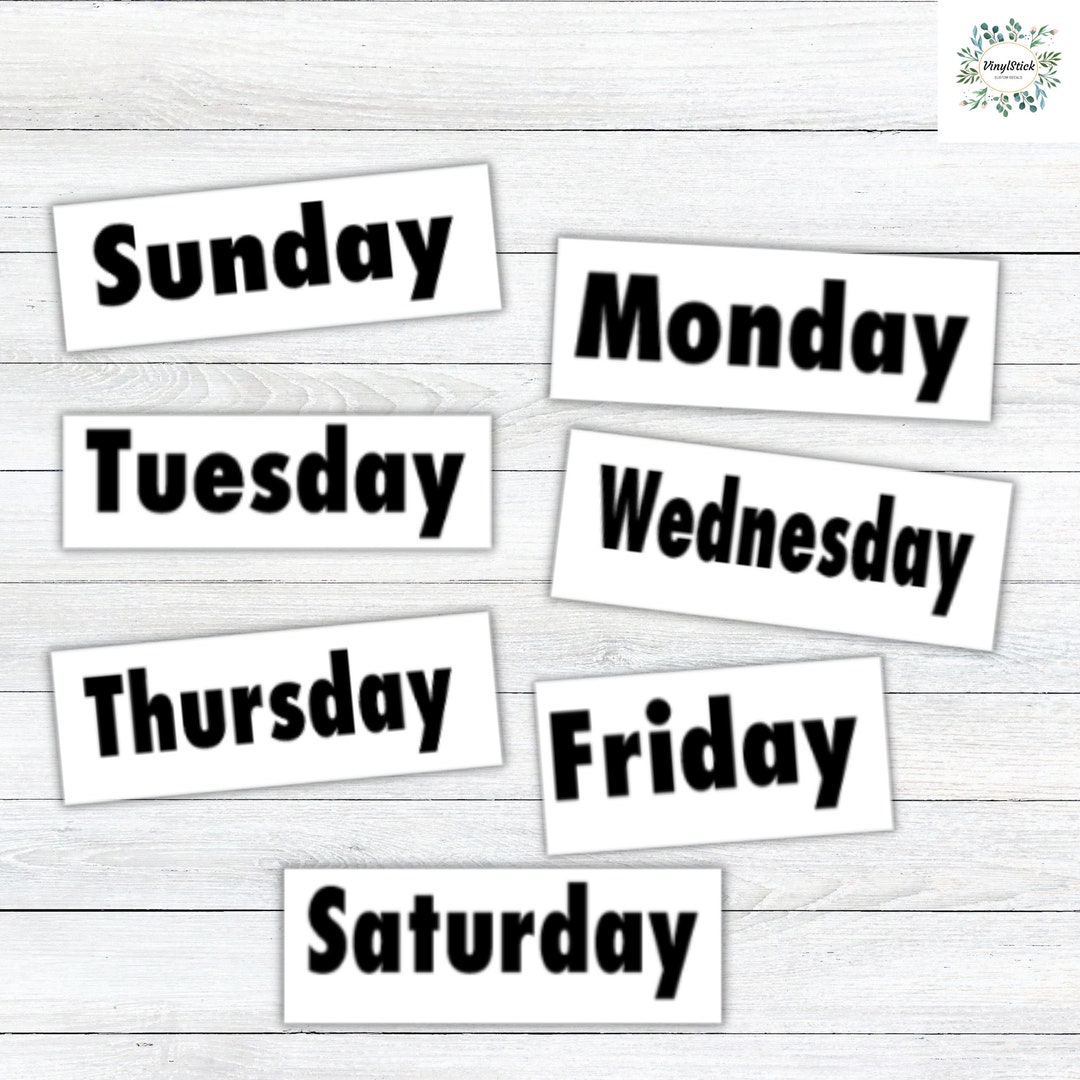 Days of the Week Vinyl Decals Meal Planning Stickers Teacher - Etsy Canada