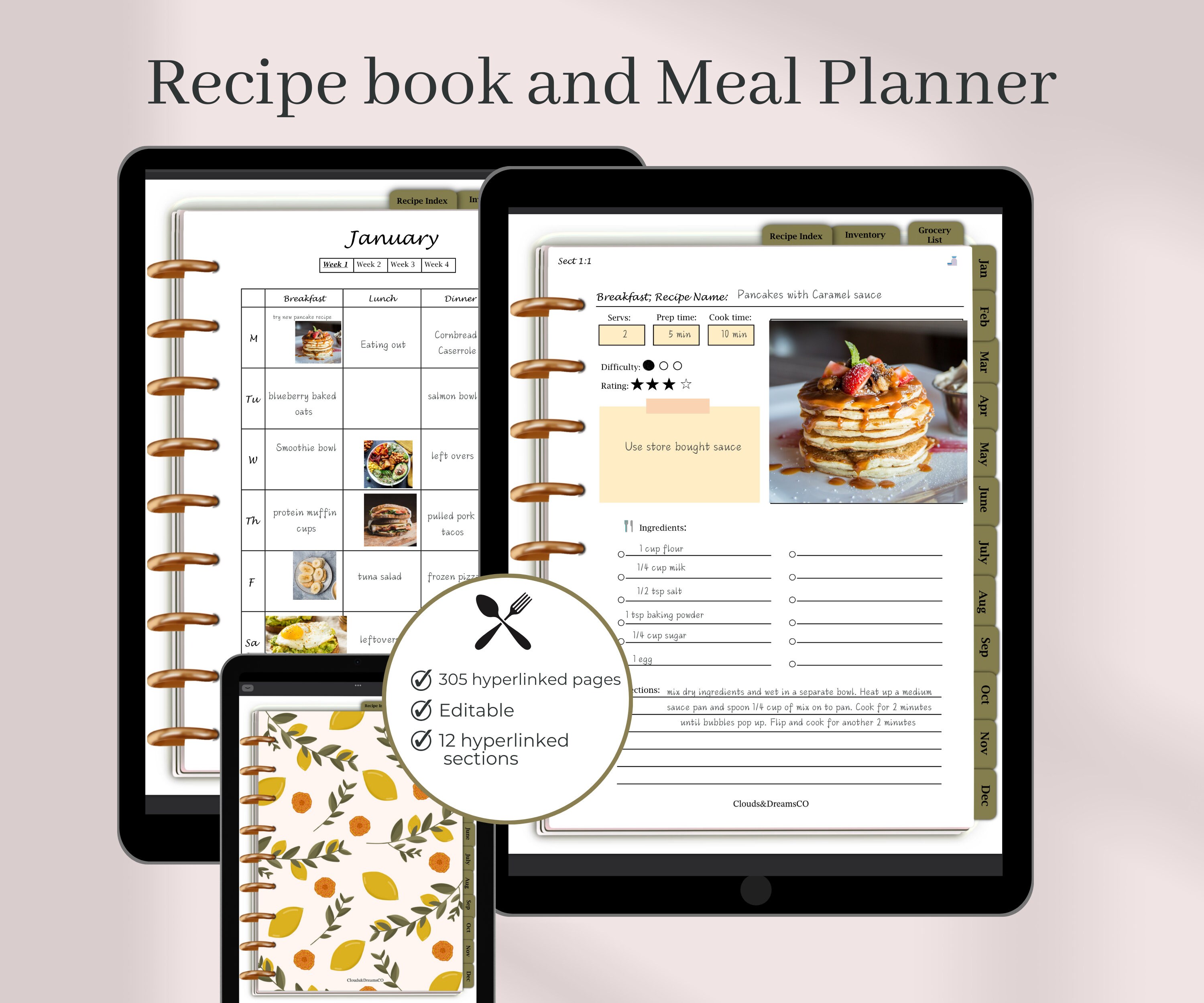 Cute Meal Planner, Goodnotes Meal Planner & Recipe Book, Meal Prep ...