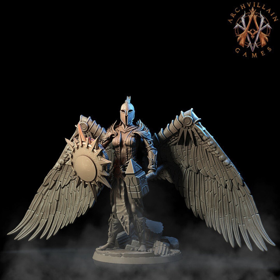 Celestial Messenger Female 1 hammer and Shield 3D Printed Miniatures 8K ...