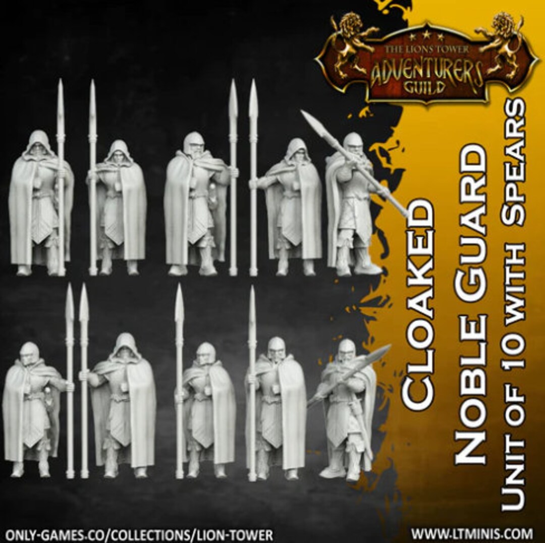 Cloaked Noble Guards Set of 10 With Spears_3d Printed Miniatures ...