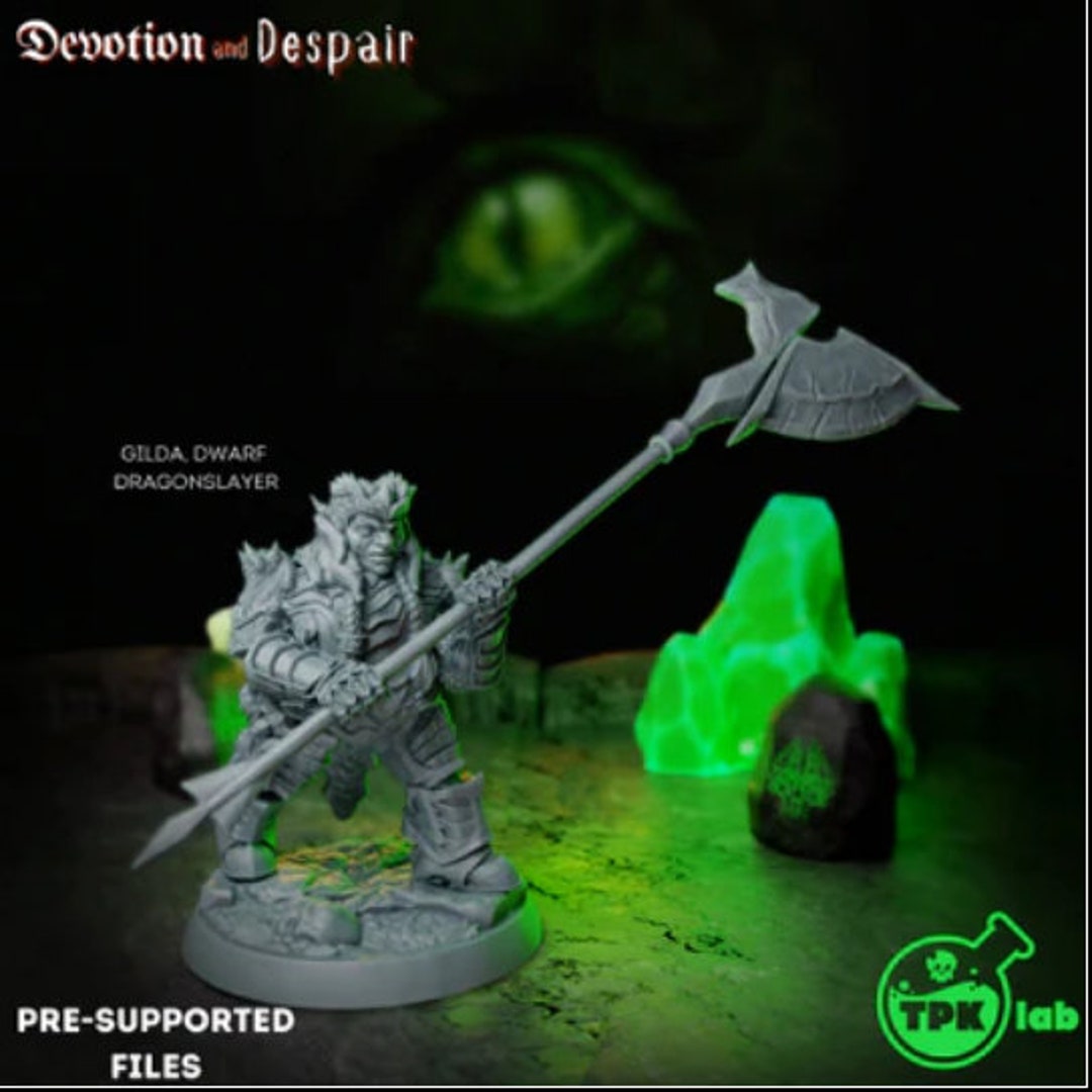Gilda Dwarf Dragonslayer 3d Printed Miniatures 8k Lcd Artisans Etsy