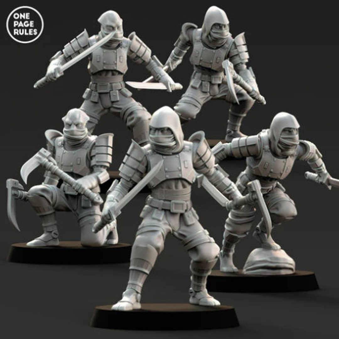 Dynasty Melee Ninjas _3D Printed Miniatures Artisans_size Height 33mm ...