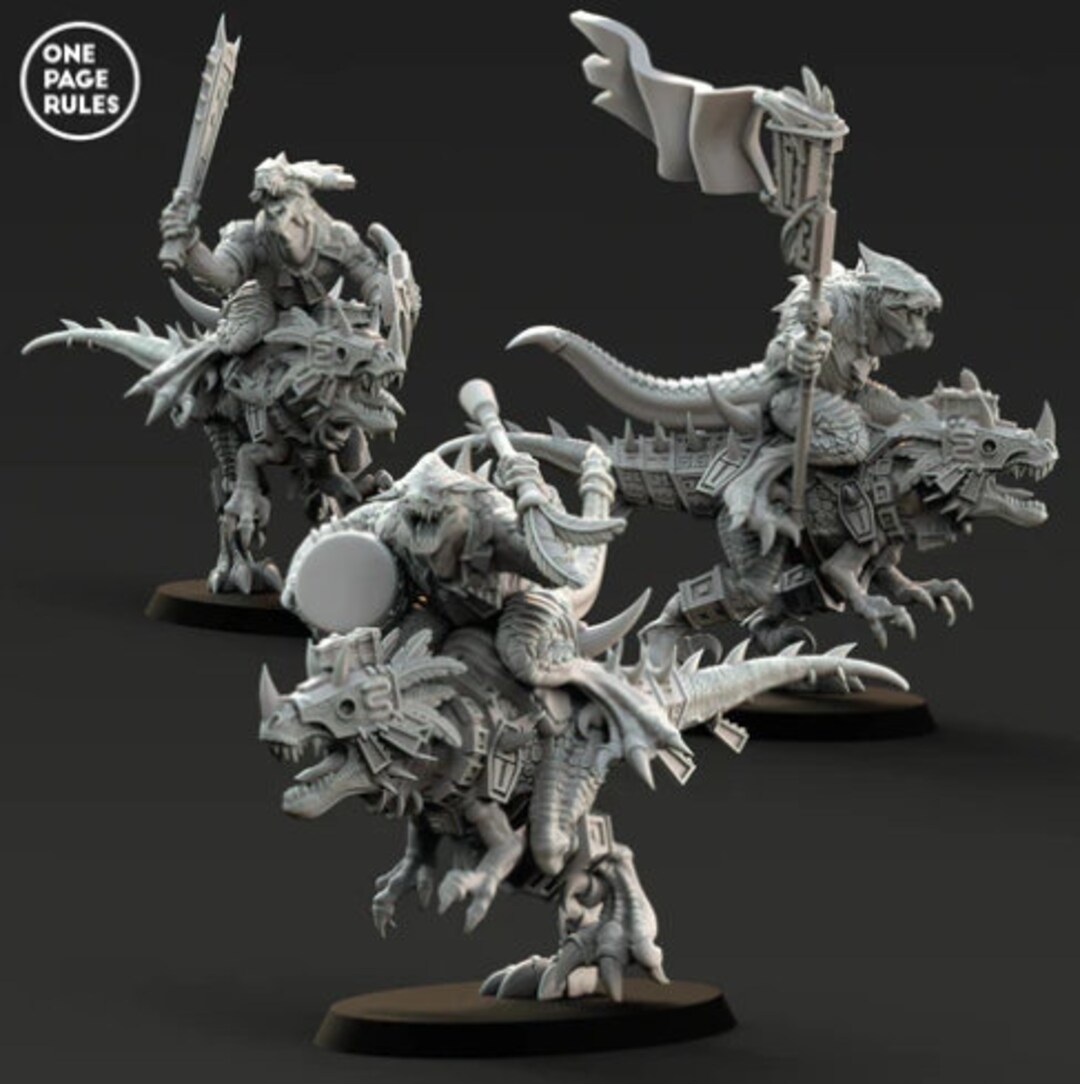 Saurian Raptor Riders Command _3D Printed Miniatures Artisans ,size ...