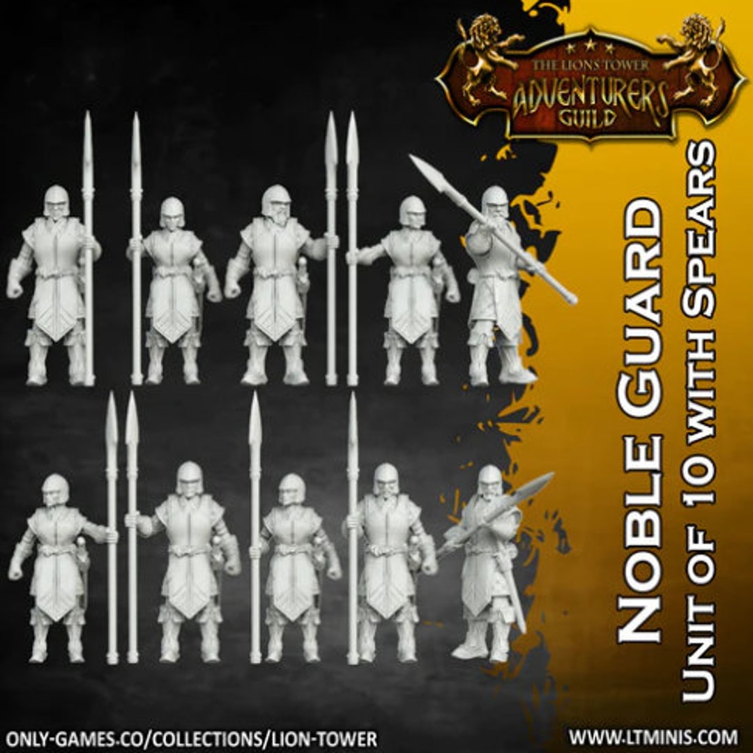 Noble Guards Set of 10 With Spears_3d Printed Miniatures - Etsy