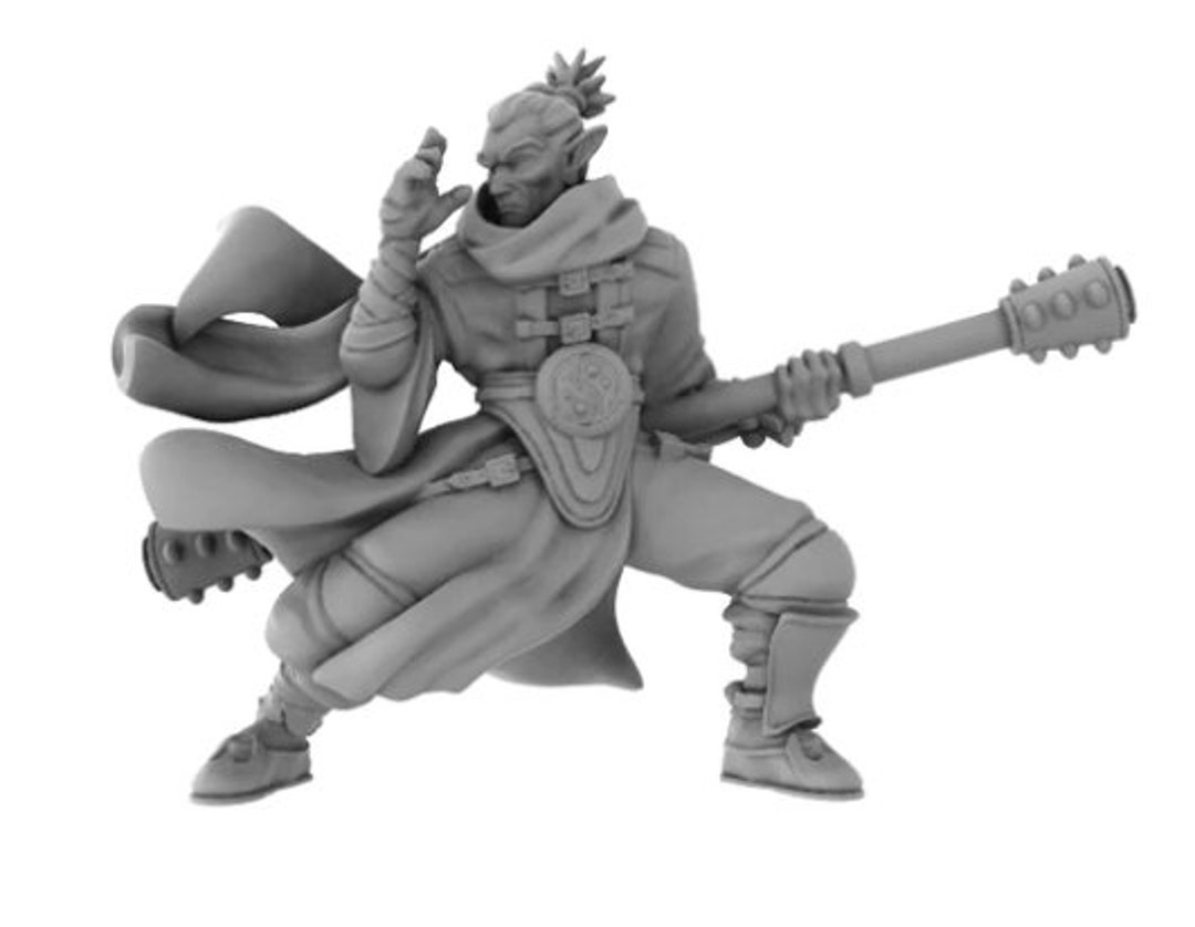 Elf Monk Daibo_3d Printed Miniatures Artisans 40.25mm X 29.90mm X 21 ...