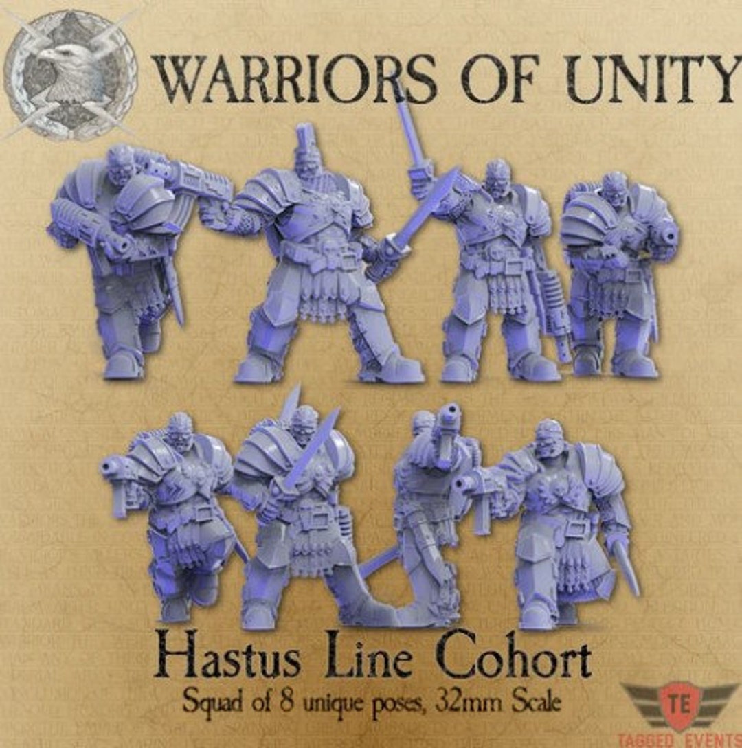 Hastus Line Cohort Warriors of Unity_3d Printed Miniatures 8K LCD ...