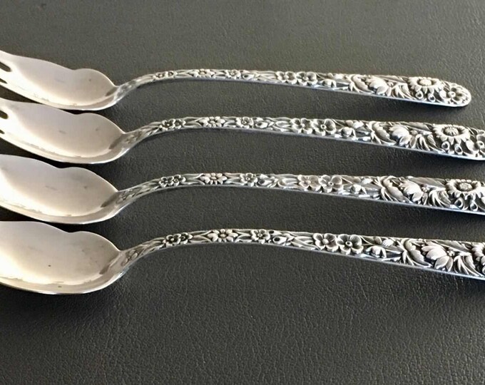 Top Patternrepousse 1924by S Kirk& Son Sterling Silver Ice Cream Forks ...