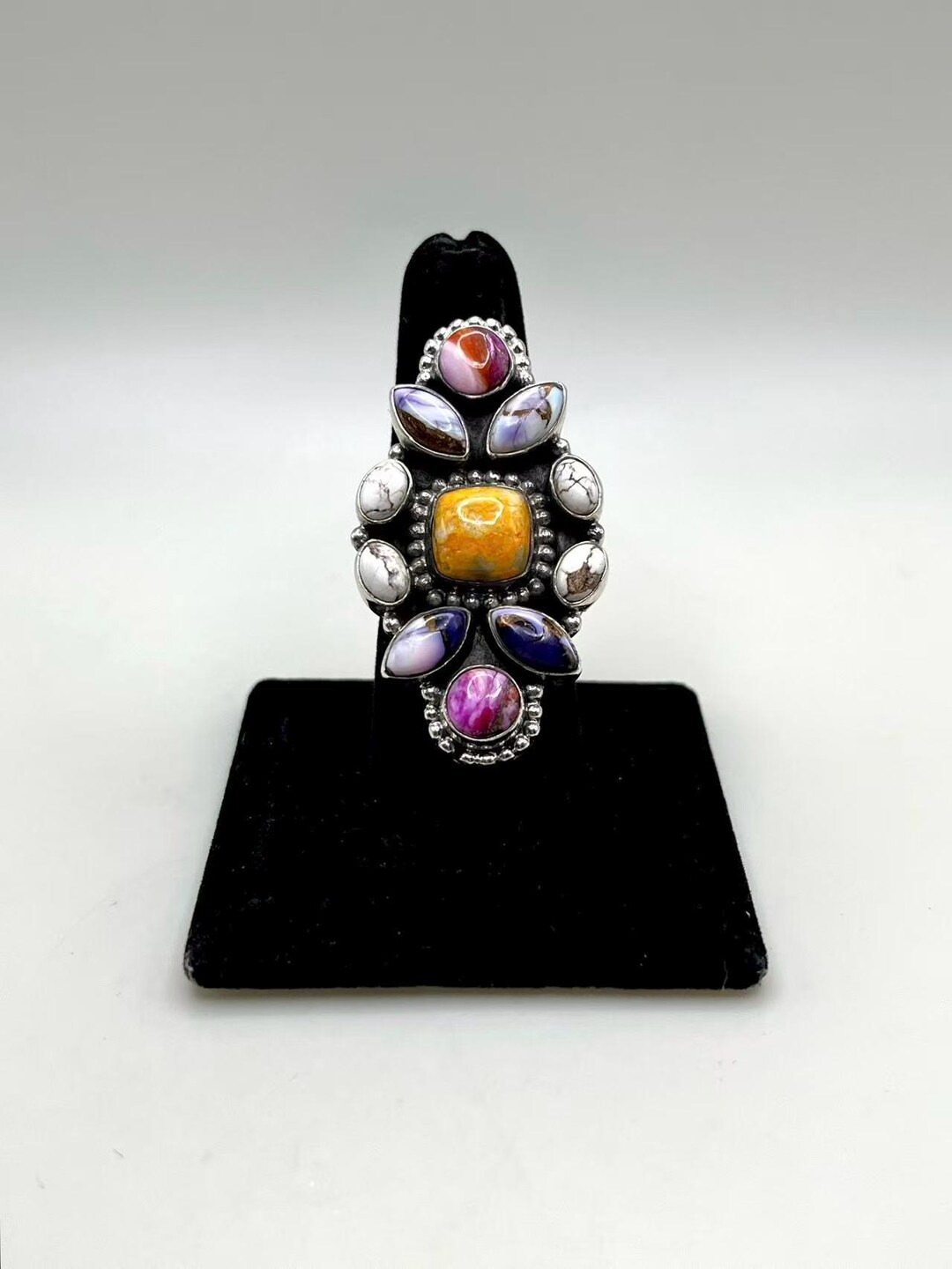 Native American Style Multi-stone Cluster Statement Ring - Navajo Style ...