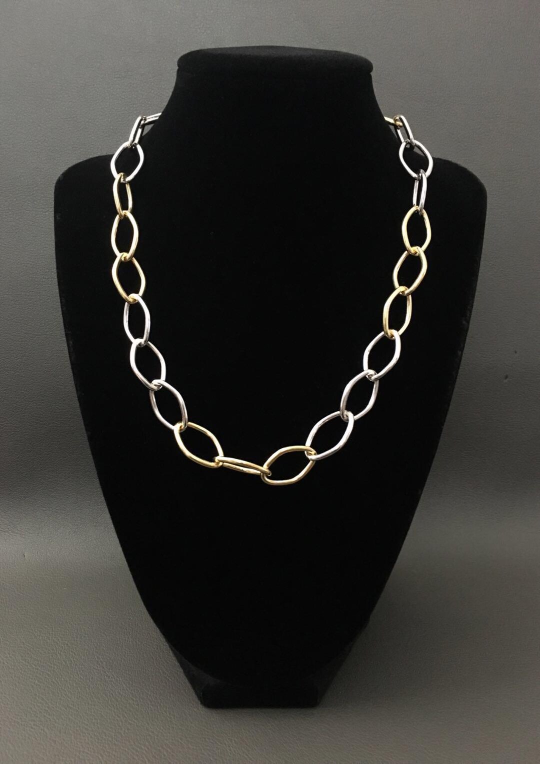 Vintage ITALY 925 Sterling Silver Two Tone Rhombus Link Necklace - Etsy