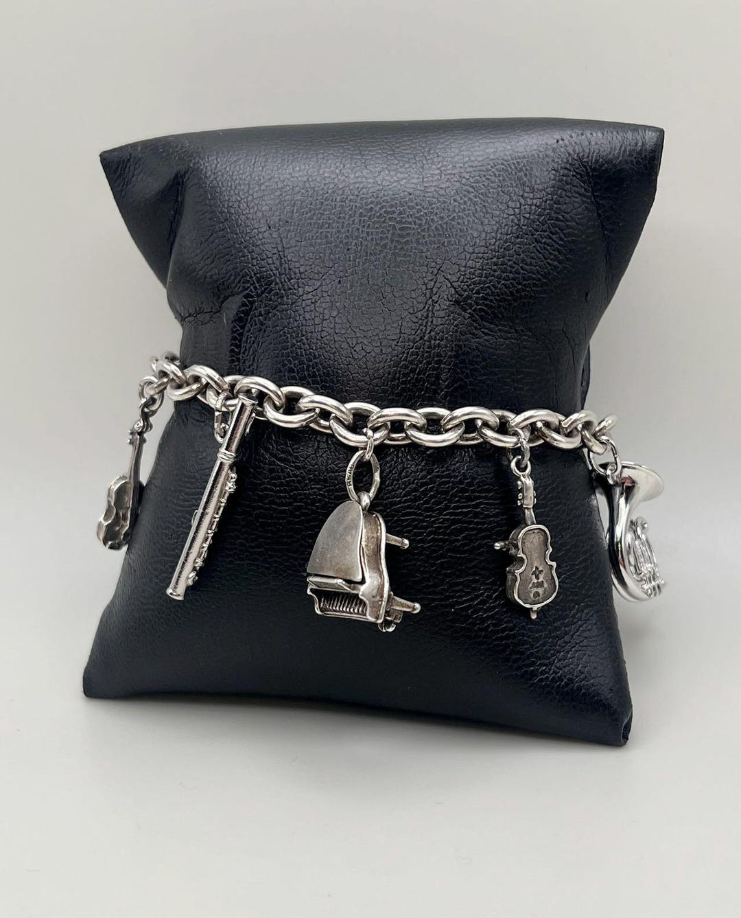 Vintage Sterling Silver Rolo Chain and Musical Instruments Charms Link ...